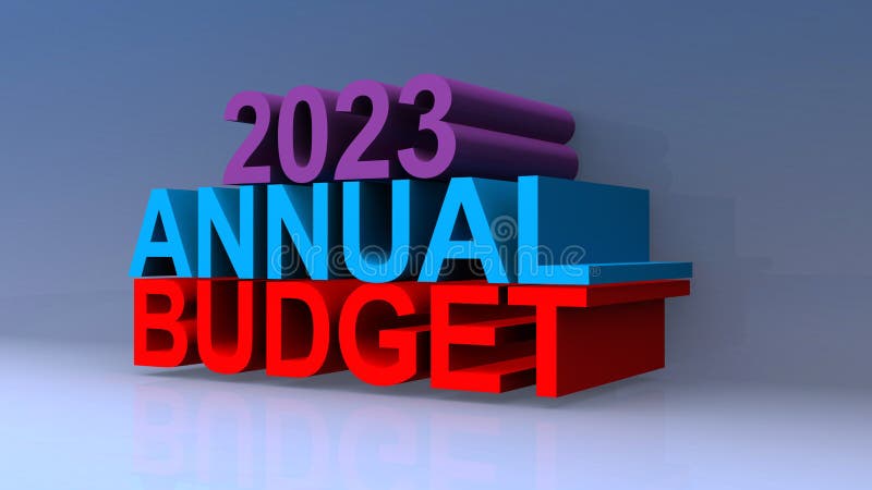 2023 annual budget on blue stock illustration. Illustration of analysis ...