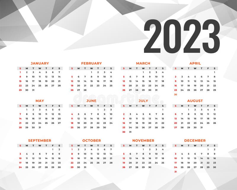 2023 Annual Calendar Template with Abstract Shapes Vector Design Stock ... 2023 Annual Calendar Template with Abstract Shapes Vector Design Stock ...