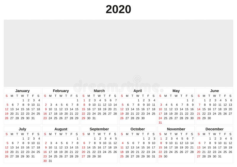 2020 Annual Calendar with White Background Stock Illustration ...