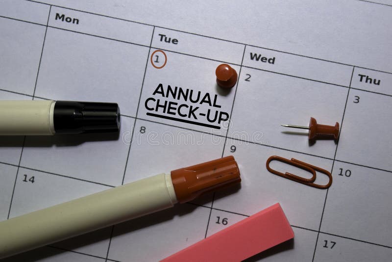 Annual Check-up Text on White Calendar Background. Reminder or Schedule ...