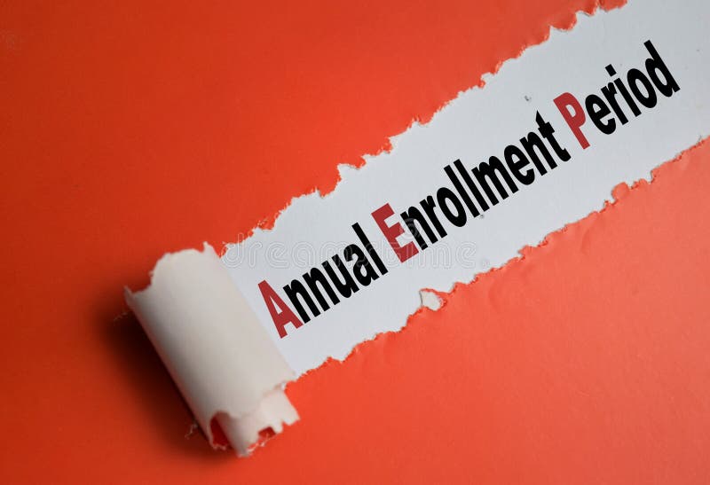 The Annual Enrollment Period Text Written in Torn Paper Stock Image ...