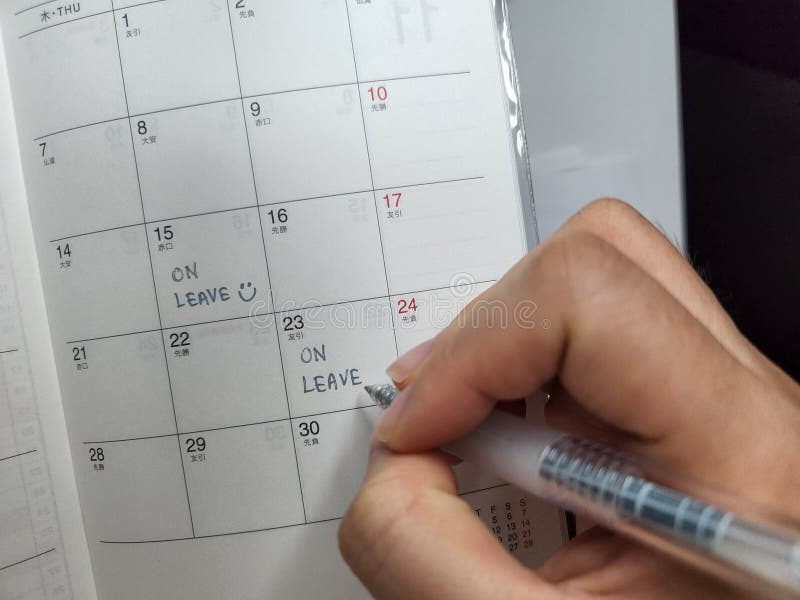 Annual Leave Planning on a Calendar Planner Stock Photo - Image of ...