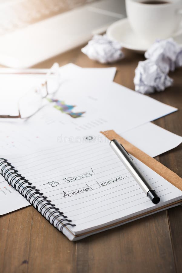 Annual Leave Text on Note Book Stock Photo - Image of happy, browsing ...