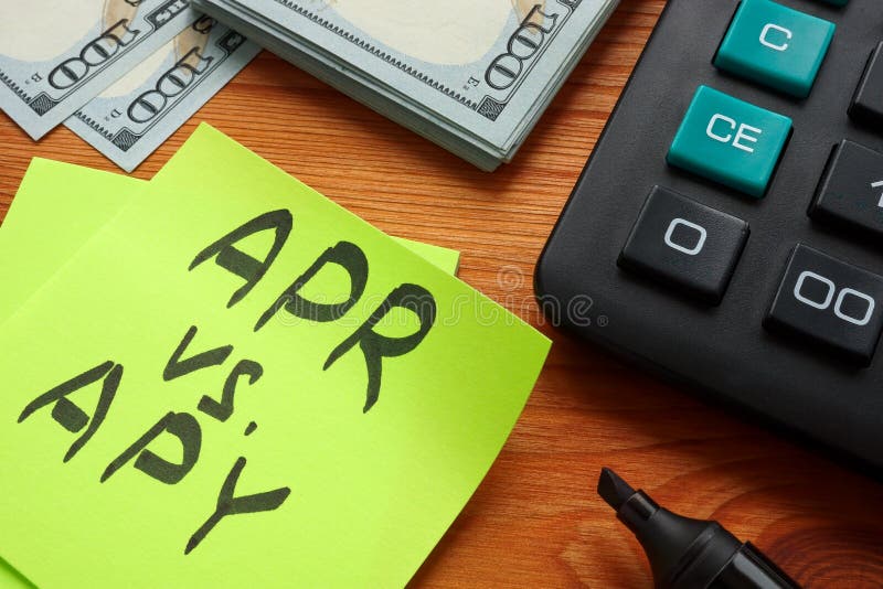 Annual Percentage Rate APR Vs APY Yield on the Memory Stick. Stock ...