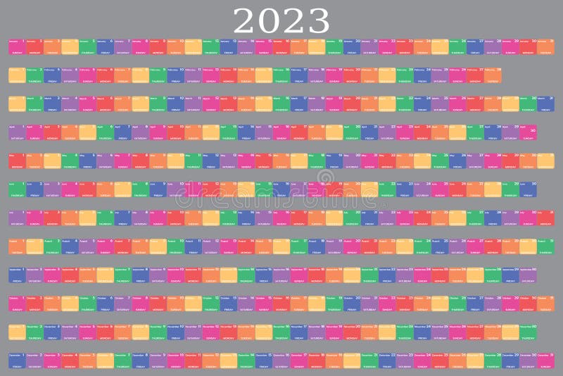 2023 Annual Planner Calendar Color Day of the Week Stock Vector ...