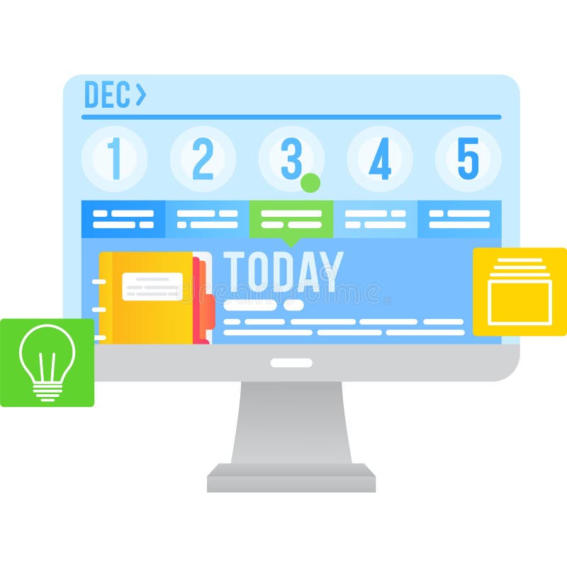 Annual Planner Icon, Pc with Event Schedule Vector Stock Vector ...