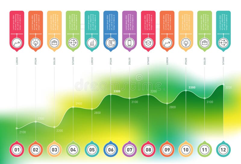 Business Chart Graph of Increase with Numbers. Vector Infographics with ...