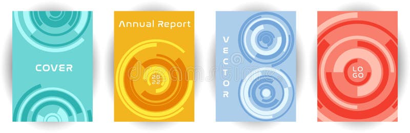 Annual Report Cover Page Layout Vector Collection with Aim Goal Circle ...