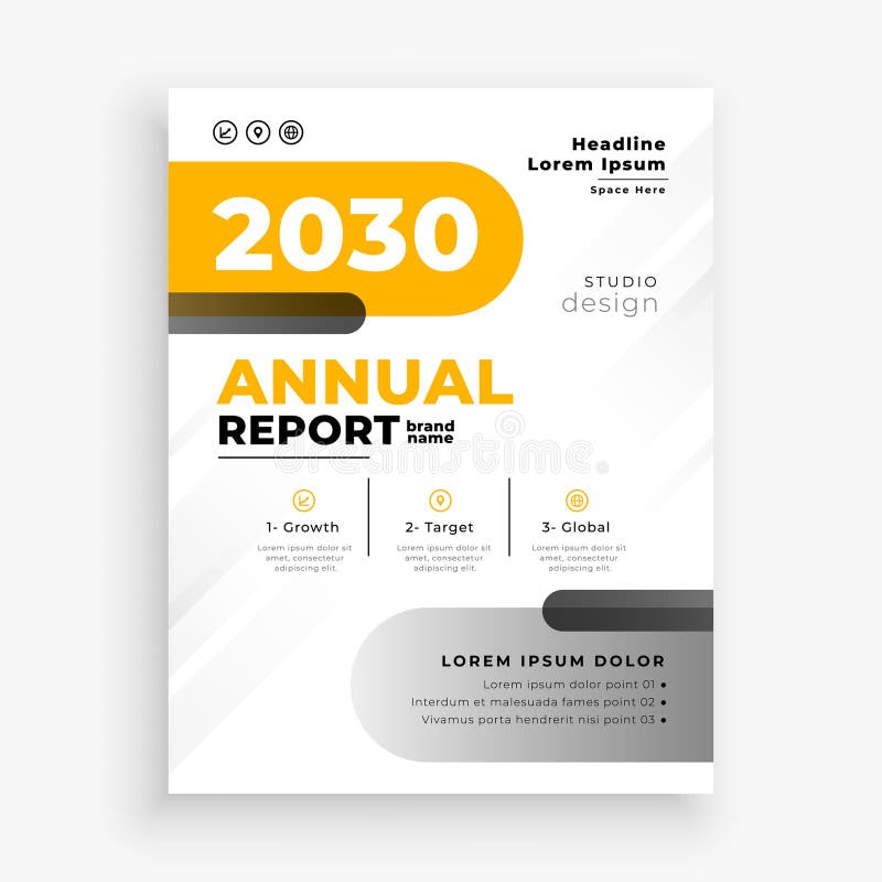 A4 Annual Report Cover Page Layout with Yellow Theme Stock Vector ...