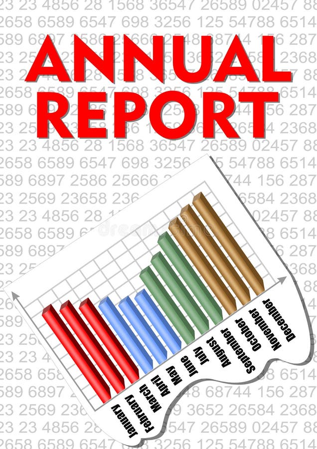 Annual Report Cover with Small Numbers and Yearly Graph with Month ...