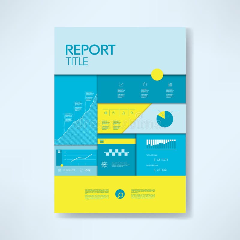 Annual Report Cover Template with Business Icons and Elements. Pie ...