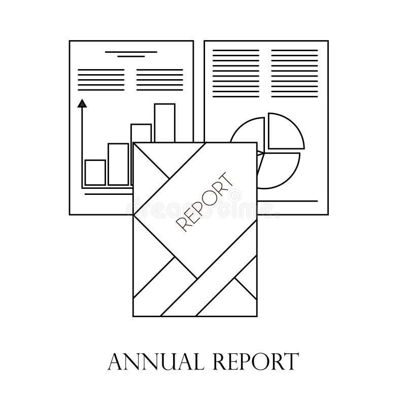 Annual Report Icon or Logo Line Art Style. Stock Vector - Illustration ...