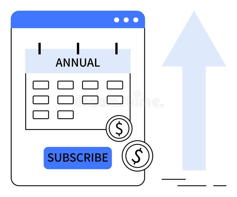 Annual Subscription Model with Calendar and Payment Icon Highlighting ...