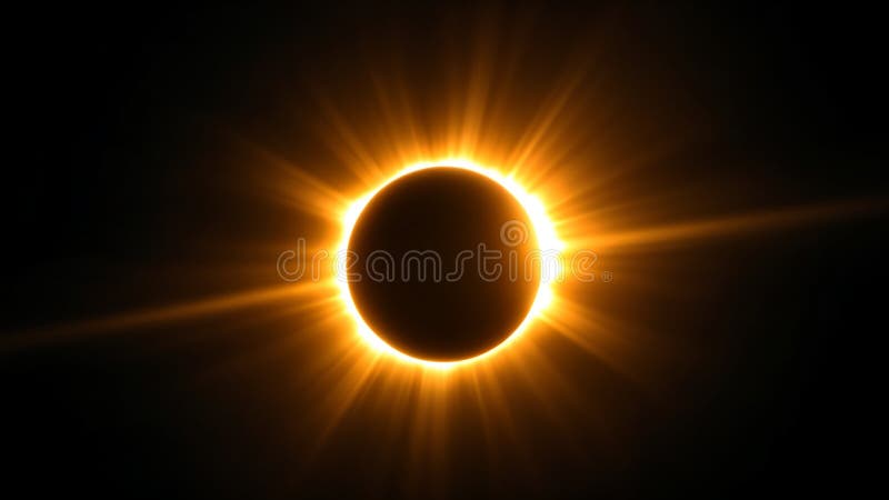 Annular Solar Eclipse Celestial Event, Sun Rays, Dark Moon Stock ...