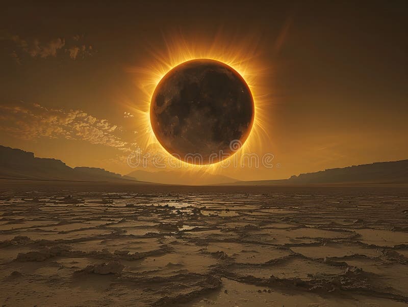 Annular Solar Eclipse Over Desolate Landscape: a Celestial Spectacle ...