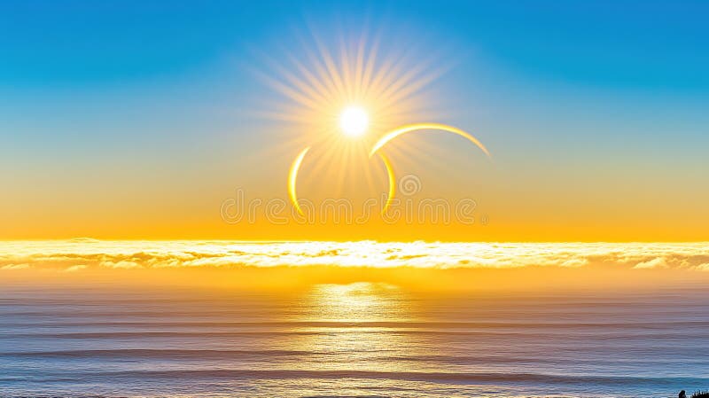 Annular Solar Eclipse Phases Isolated on Black Background. Elements of ...