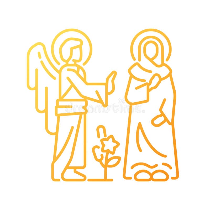 Annunciation Line Icons Collection. Angel, Mary, Gabriel, Conception ...