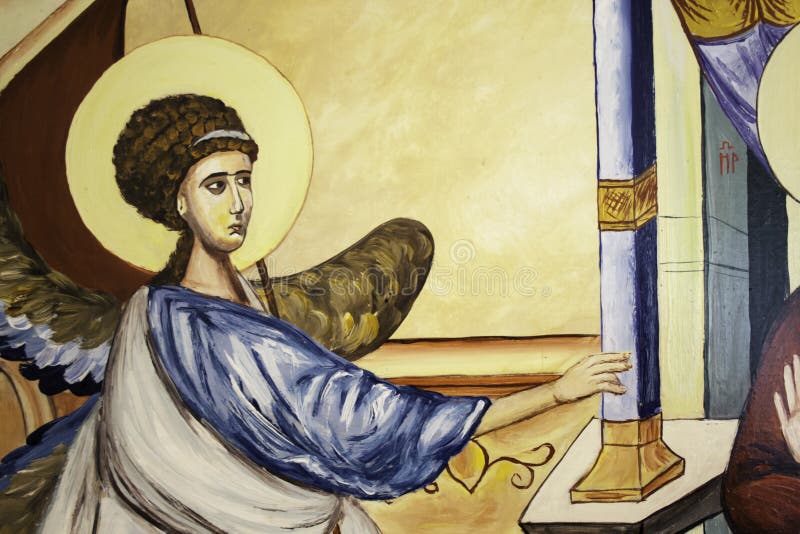 Annunciation Orthodox Icon Detail 3 Stock Photo - Image of canvas, work ...