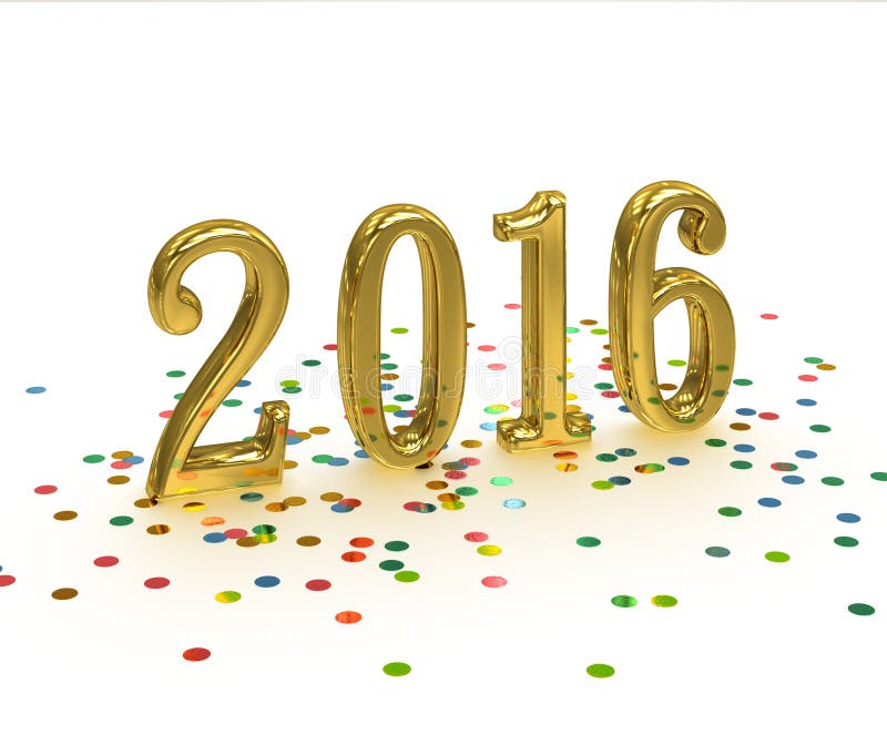 Ano 2016 Do Ouro No Fundo Branco Ilustração Stock - Ilustração de metal ...