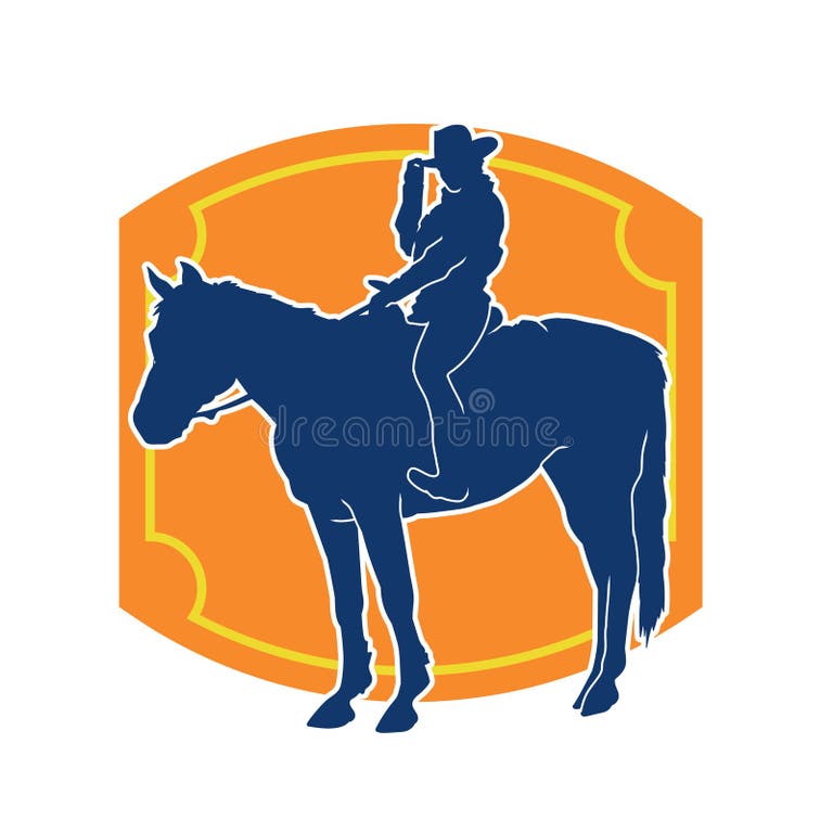 Silhouette of a Cowboy Ridding a Horse Animal. Stock Vector ...
