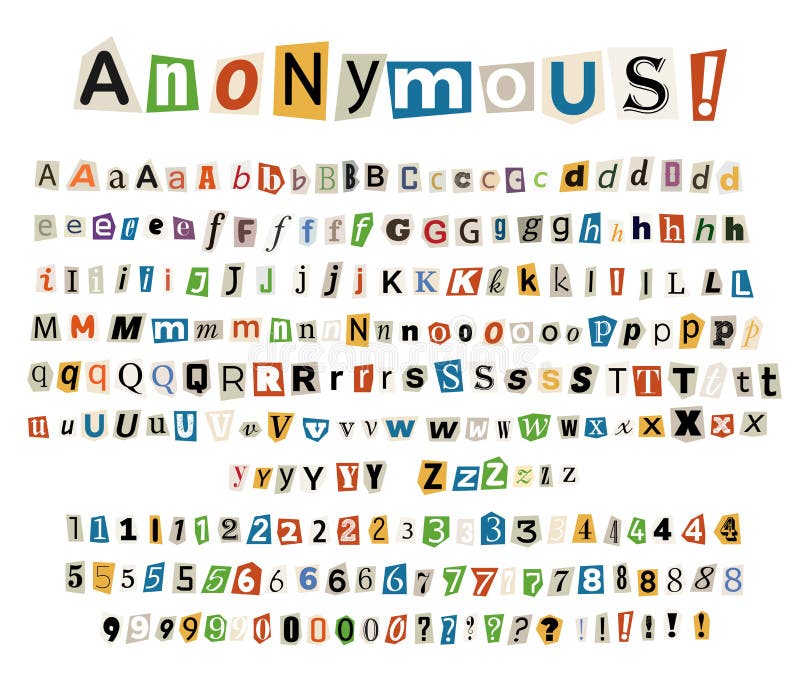 Anonymous Color Criminal Letters Cut from Newspapers and Magazines ...