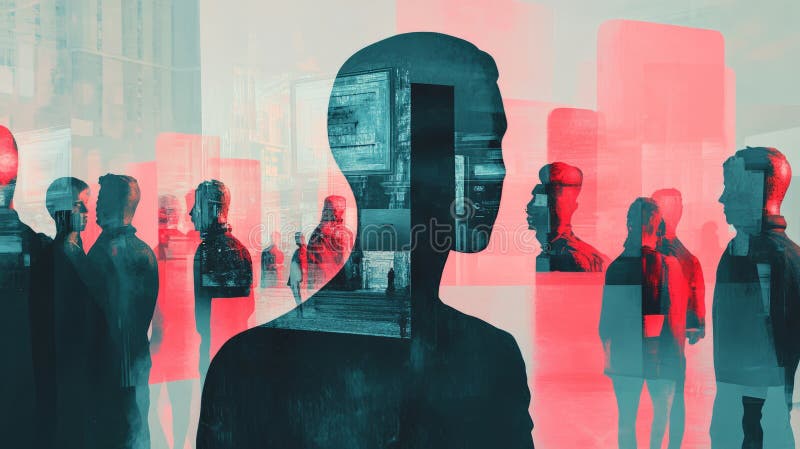 Anonymous Crowd in the City. Abstract Silhouette Stock Illustration ...