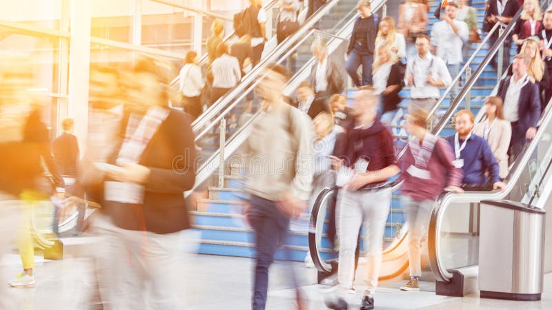 Anonymous Crowd of People on Stairs at Trade Fair Stock Image - Image ...