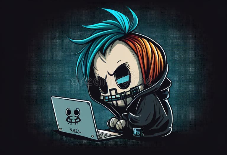 Anonymous Cute Hacker. Concept of Hacking Cybersecur Illustration. Ai ...