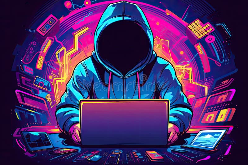 Anonymous Cute Hacker. Concept of Hacking Cybersecur Illustration. Ai ...