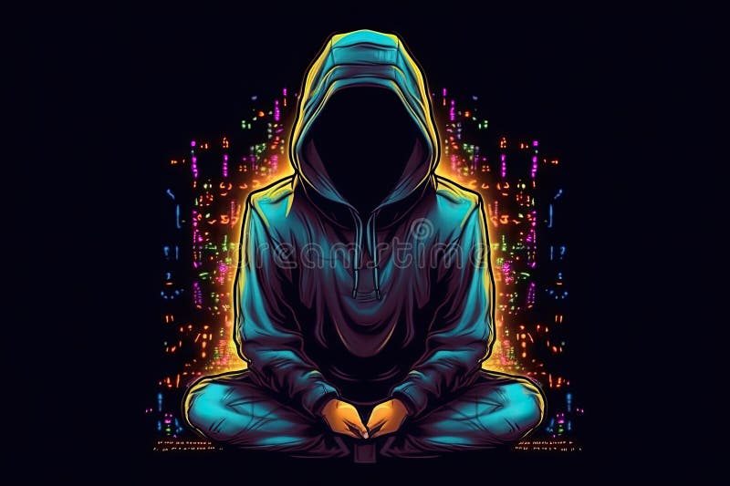 Anonymous Cute Hacker. Concept of Hacking Cybersecur Illustration. Ai ...