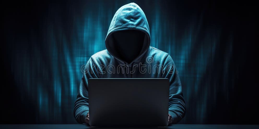 Anonymous Digital Operative Behind a Laptop. Hacker in a Dark Room ...