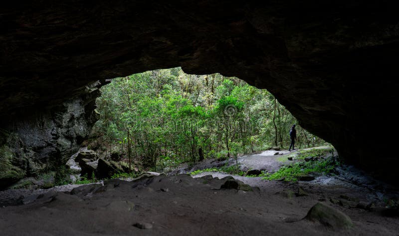 Unidentified Hiker Emerging from Huge Cave into Forest Landscape Stock ... Unidentified Hiker Emerging from Huge Cave into Forest Landscape Stock ...