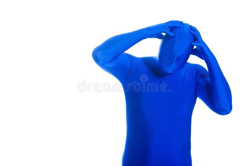 Faceless Man in Blue Suit with Rock and Roll Sign. Stock Image - Image ...