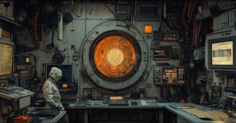 Anonymous Figure in Futuristic Laboratory Featuring Complex Technology ...