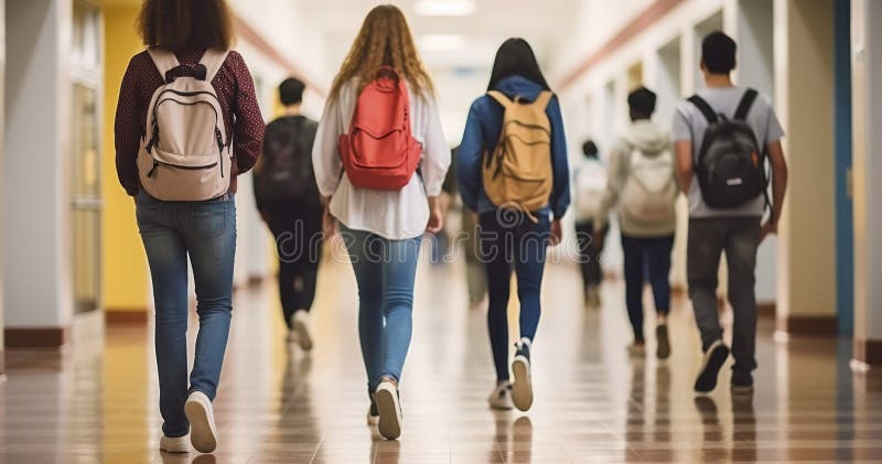The Anonymous Flow of Teenage Students through a High School Hall Stock ...