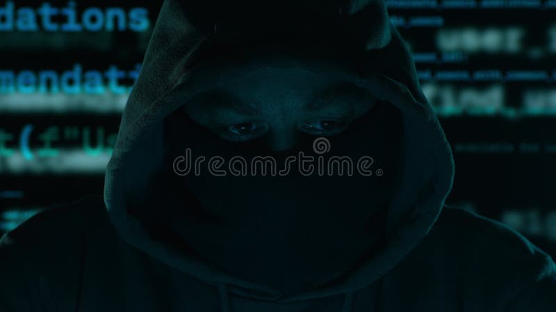 An anonymous hacker. stock footage. Video of concealed - 313225512