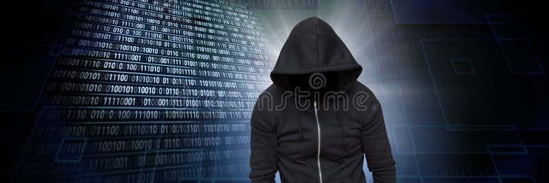 Anonymous Hacker with Computer Code Binary Interface Stock Photo ...