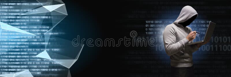 Anonymous Hacker with Computer Code Binary Interface Stock Image ...
