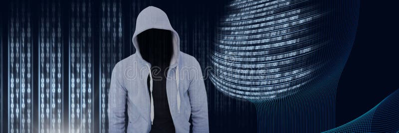 Anonymous Hacker with Computer Code Binary Interface Stock Photo ...