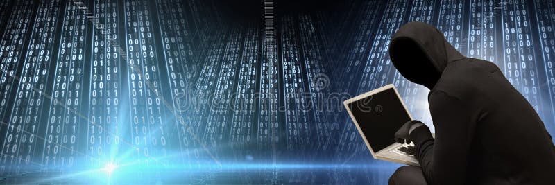 Anonymous Hacker with Computer Code Binary Interface Stock Image - Image of casual, digital ...