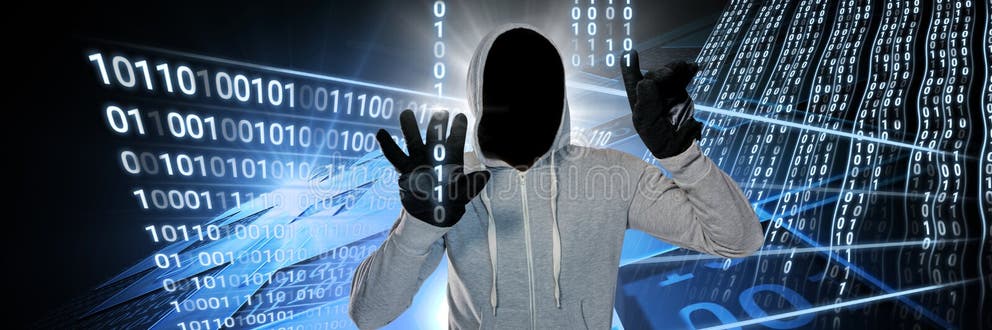 Anonymous Hacker with Computer Code Binary Interface Stock Image - Image of design, glow: 107955781