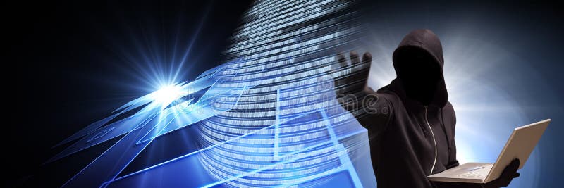 Anonymous Hacker with Computer Code Binary Interface Stock Photo ...