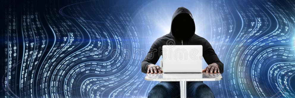 Anonymous Hacker with Computer Code Binary Interface Stock Image - Image of defocussed, effect ...