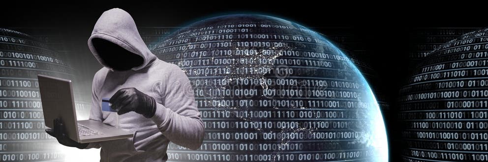 Anonymous Hacker with Computer Code Binary Interface and Earth World Stock Photo - Image of ...