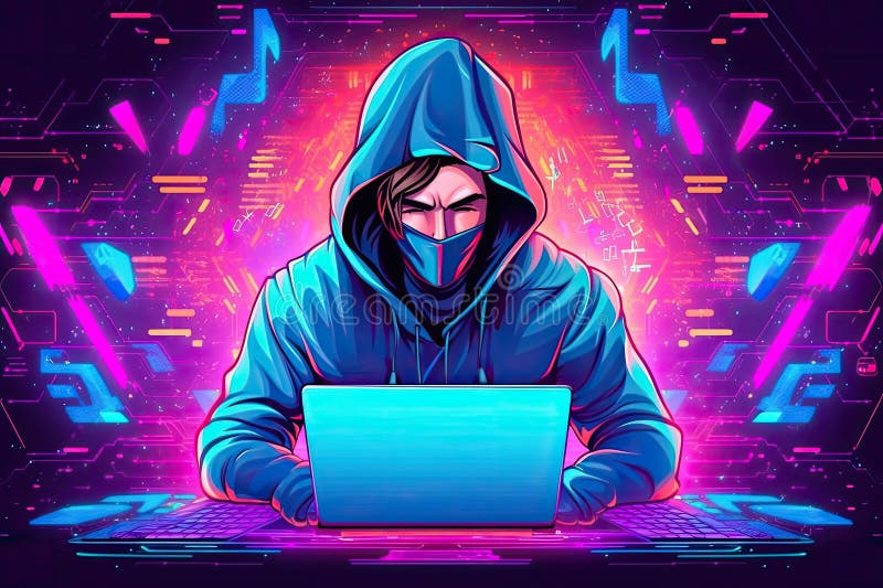 Anonymous Cute Hacker. Concept of Hacking Cybersecur Illustration. Ai ...