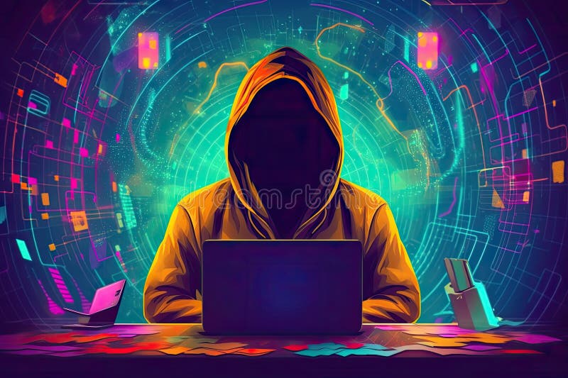 Anonymous Cute Hacker. Concept of Hacking Cybersecur Illustration. Ai ...