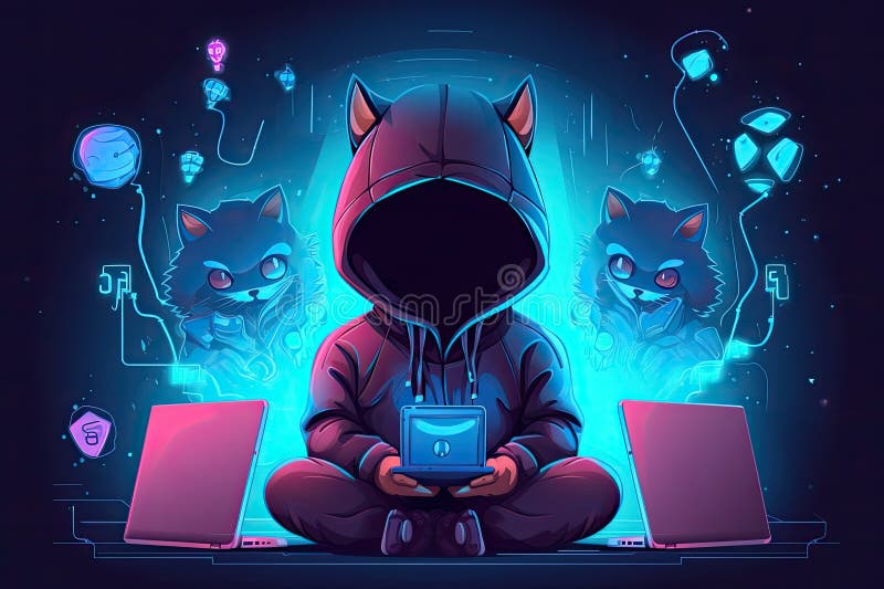Anonymous Cute Hacker. Concept of Hacking Cybersecur Illustration. Ai ...