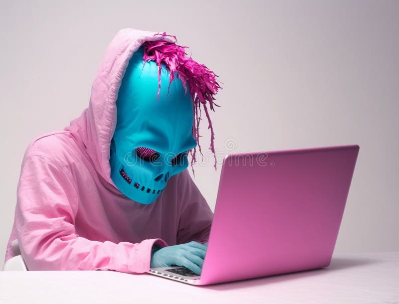 Anonymous Hacker with Crazy and Weird Fashion. Concept of Hacking ...