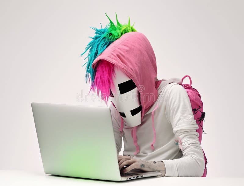 Anonymous Hacker with Crazy and Weird Fashion. Concept of Hacking ...