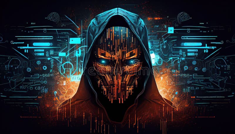 Anonymous Hacker Face, Concept of Cyber Security Stock Illustration ...